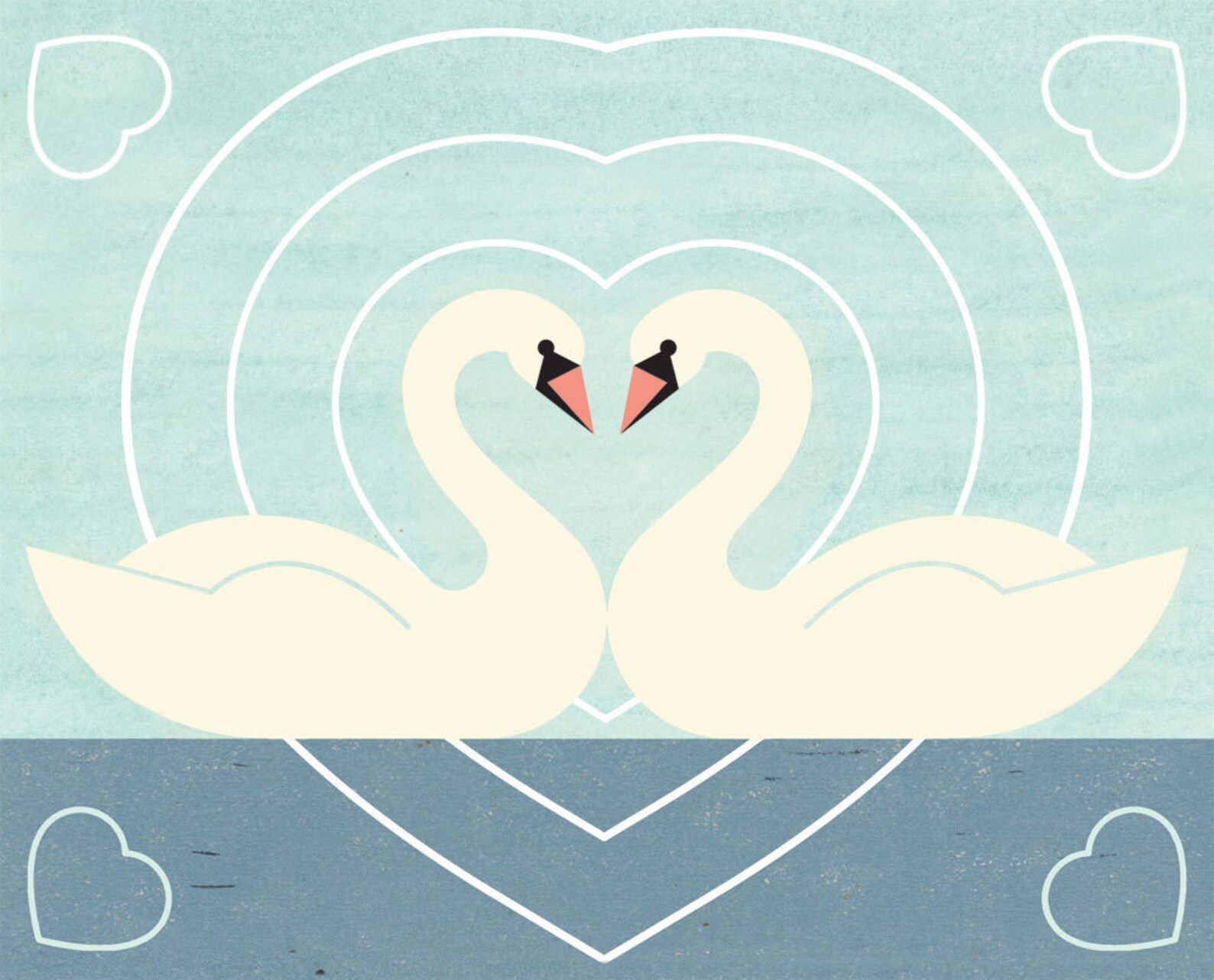 SWAN LOVE Charley Harper Inspired Illustration Art Print: 8 X - Etsy