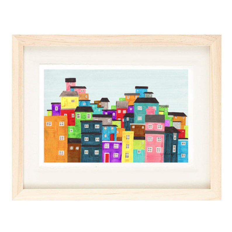 RIO DE JANEIRO, Brazil - Colorful Favela Illustration Art Print Poster ...