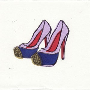 Christian Louboutin Maggie Shoes Linocut Hand-pulled Art Print: 5 X 7 ...
