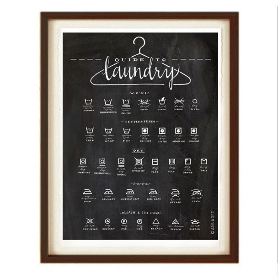 Laundry Symbols Guide, Calligraphy Art, Housewarming Gift, Chalkboard ...