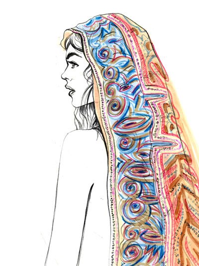 Bohemian Style Fashion Illustration Art Print Boho Girl - Etsy