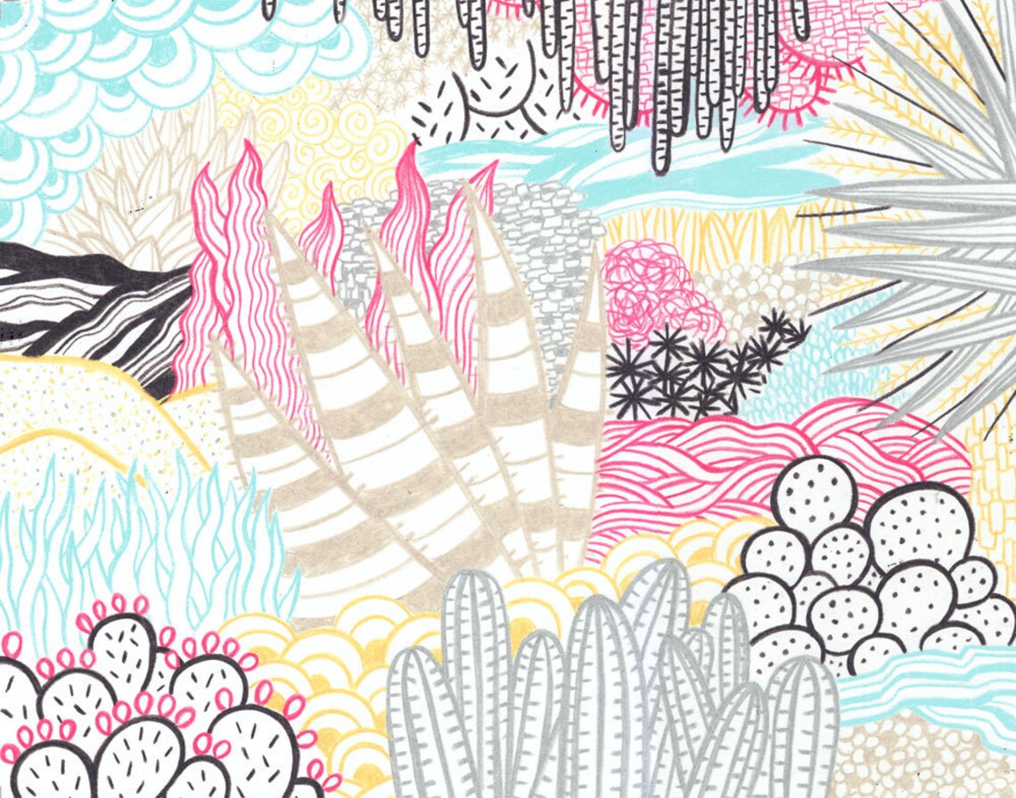 Desert Foliage Pattern Colorful Abstract Illustration Fine Art Print - Etsy