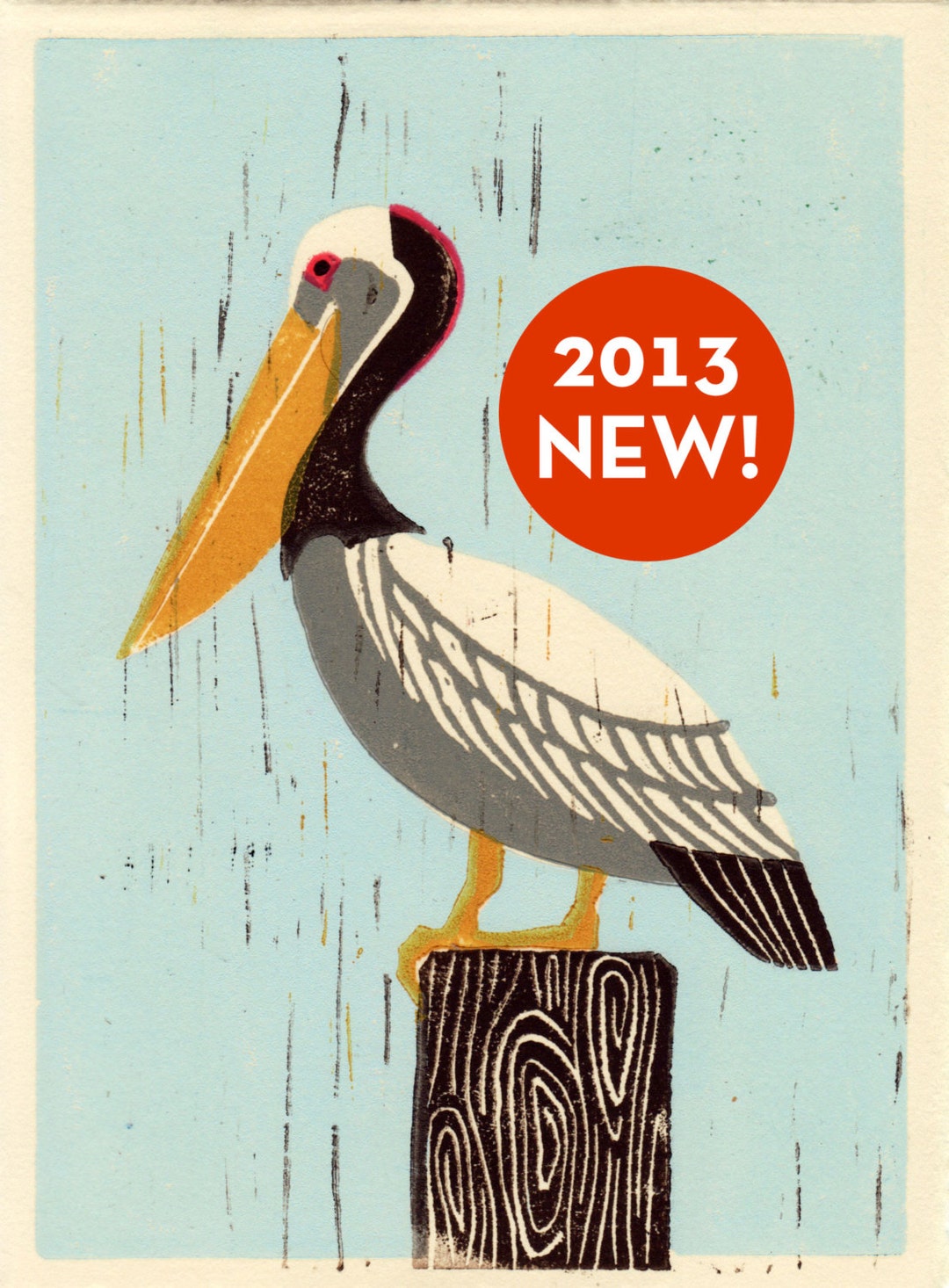 PELICAN - Original Linocut Hand Pulled Print Art Illustration, Summer ...