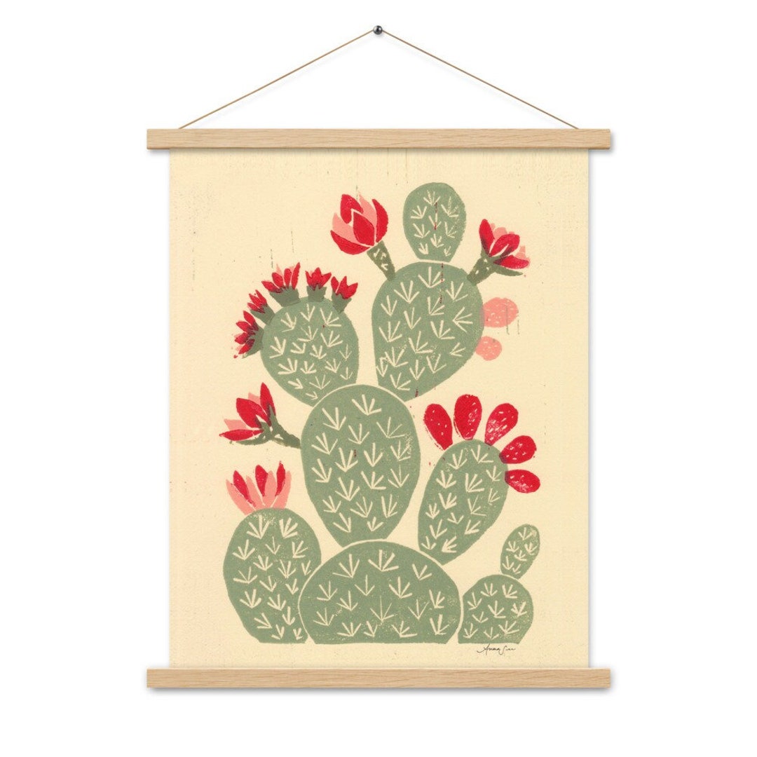 Desert Art Hanging, Cactus Art, Wall Art Pink DESERT PRICKLY PEAR ...