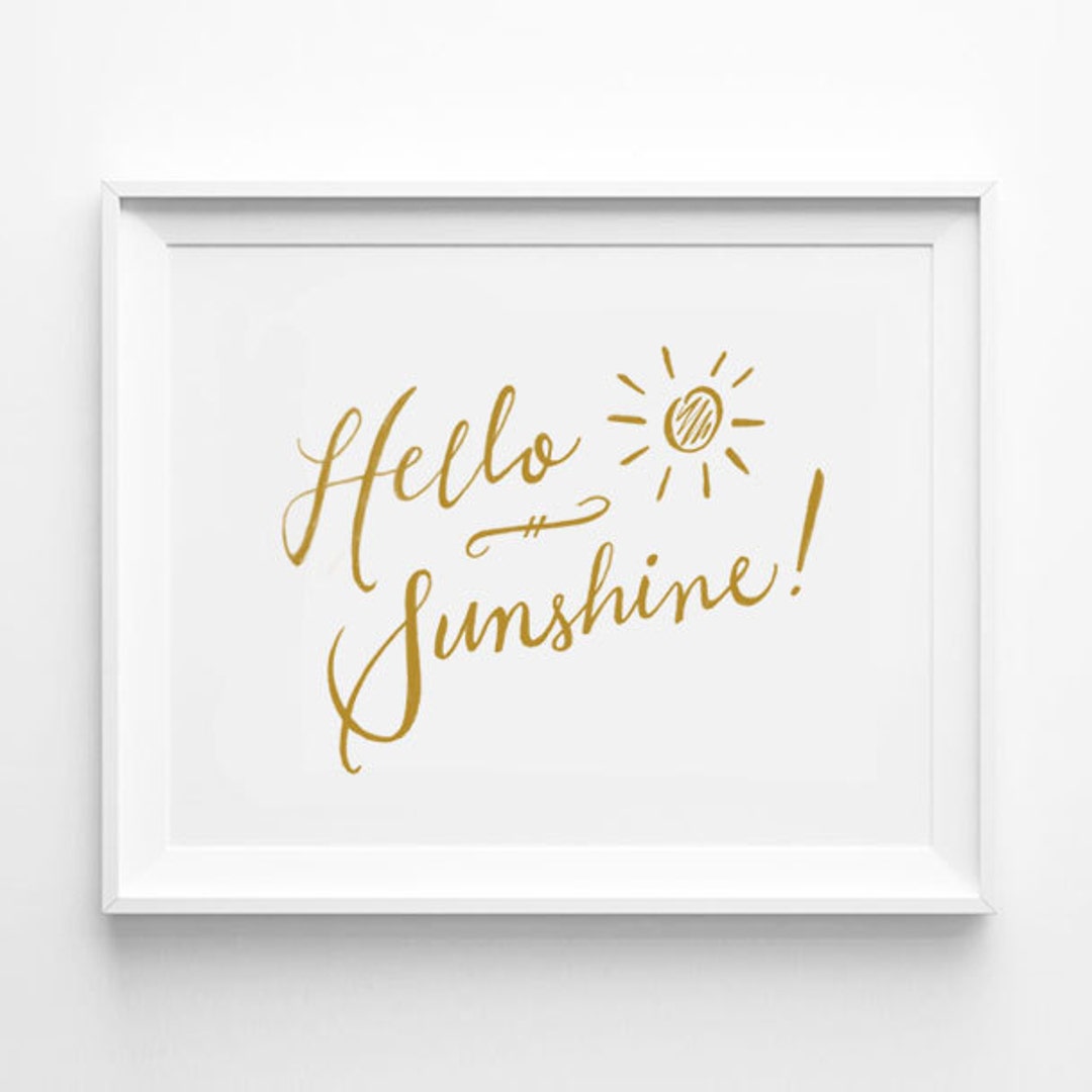 Hello Sunshine Print, Nursery Decor, Typographic Print, Word Art, Wall ...