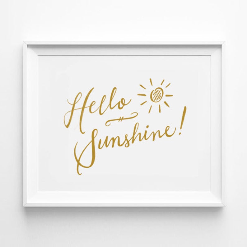 Hello Sunshine Print Nursery Decor Typographic Print Word - Etsy