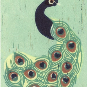 INDIAN PEACOCK Linocut Reproduction Art Print: 4 X 6, 5 X 7 - Etsy