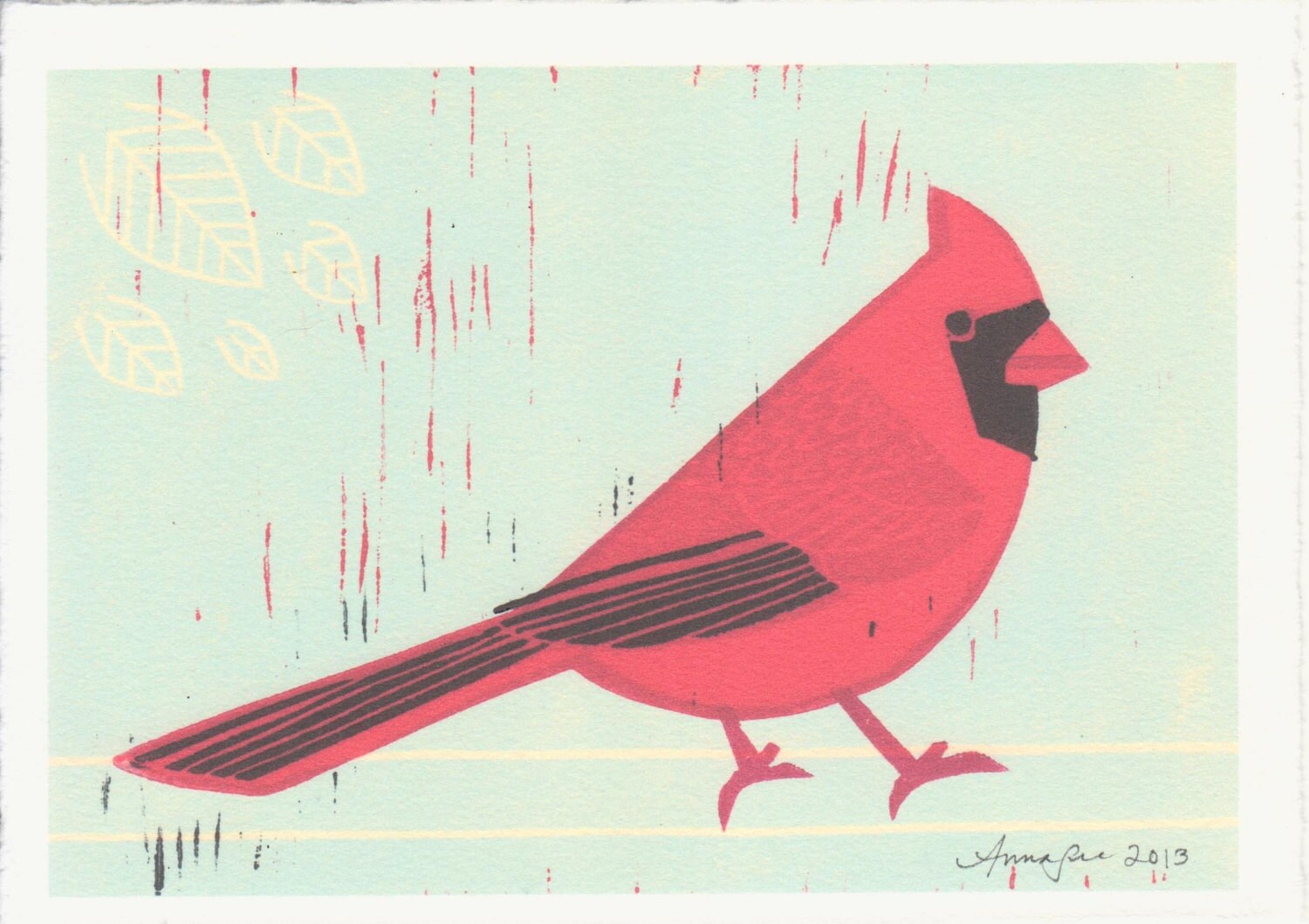 CARDINAL Poster Size Linocut Reproduction Art Print: 8 X 10 9 | Etsy