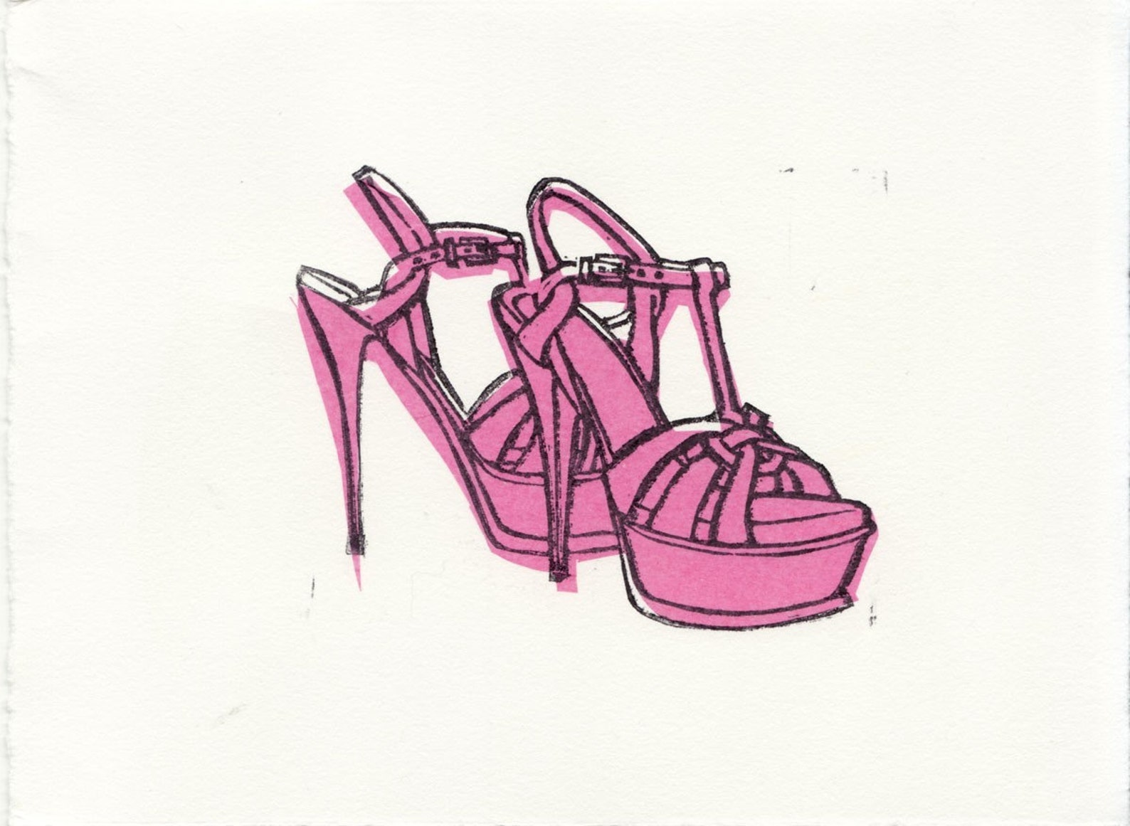 YSL Tribute Sandals Fashion Illustration Linocut Block Print - Etsy