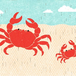 Crabs Summer Illustration Beach Print for Nautical, Beach, Coastal ...