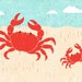 Crabs Summer Illustration Beach Print for Nautical, Beach, Coastal ...