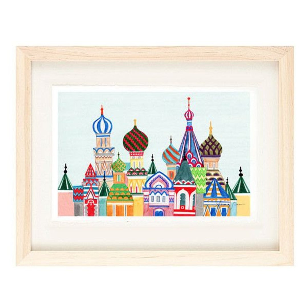 MOSCOW, RUSSIA - Russian Architecture 8 X 10 or 11 X 17 Colorful ...