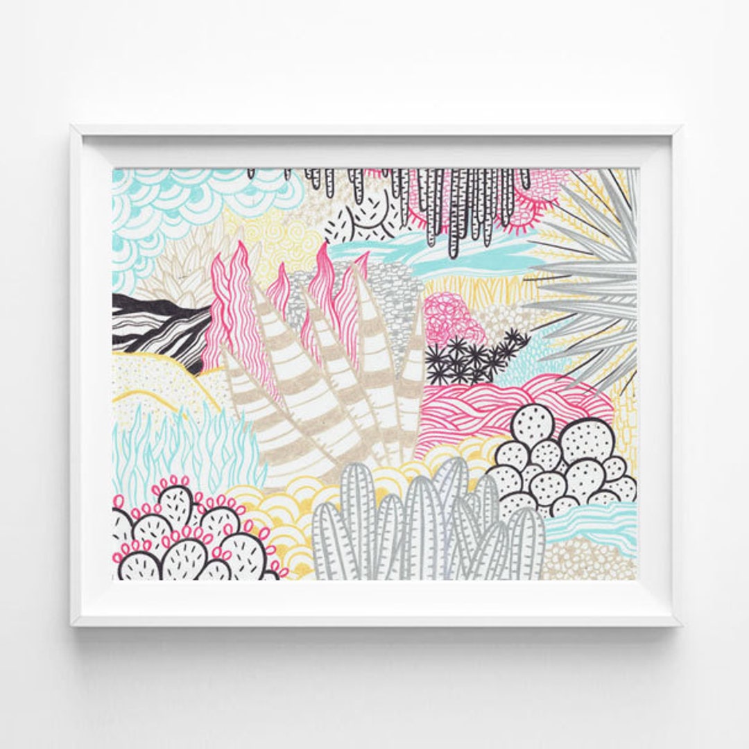 Desert Foliage Pattern Colorful Abstract Illustration Fine Art Print - Etsy
