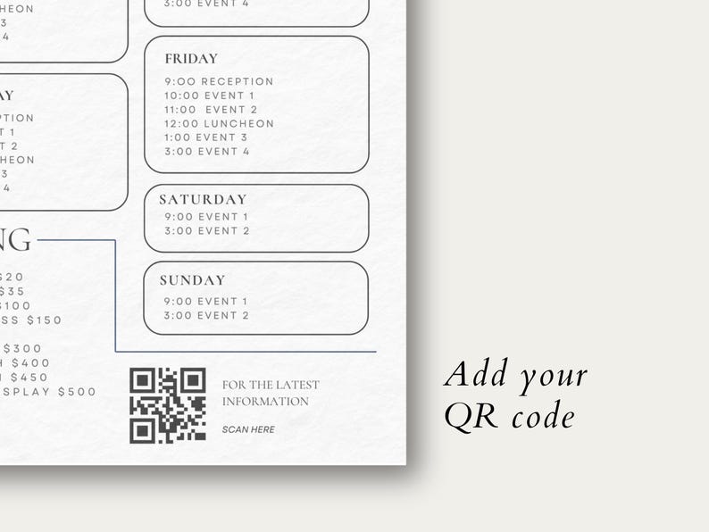 Minimalist Event Schedule Template: Canva Conference Agenda (QR Code ...
