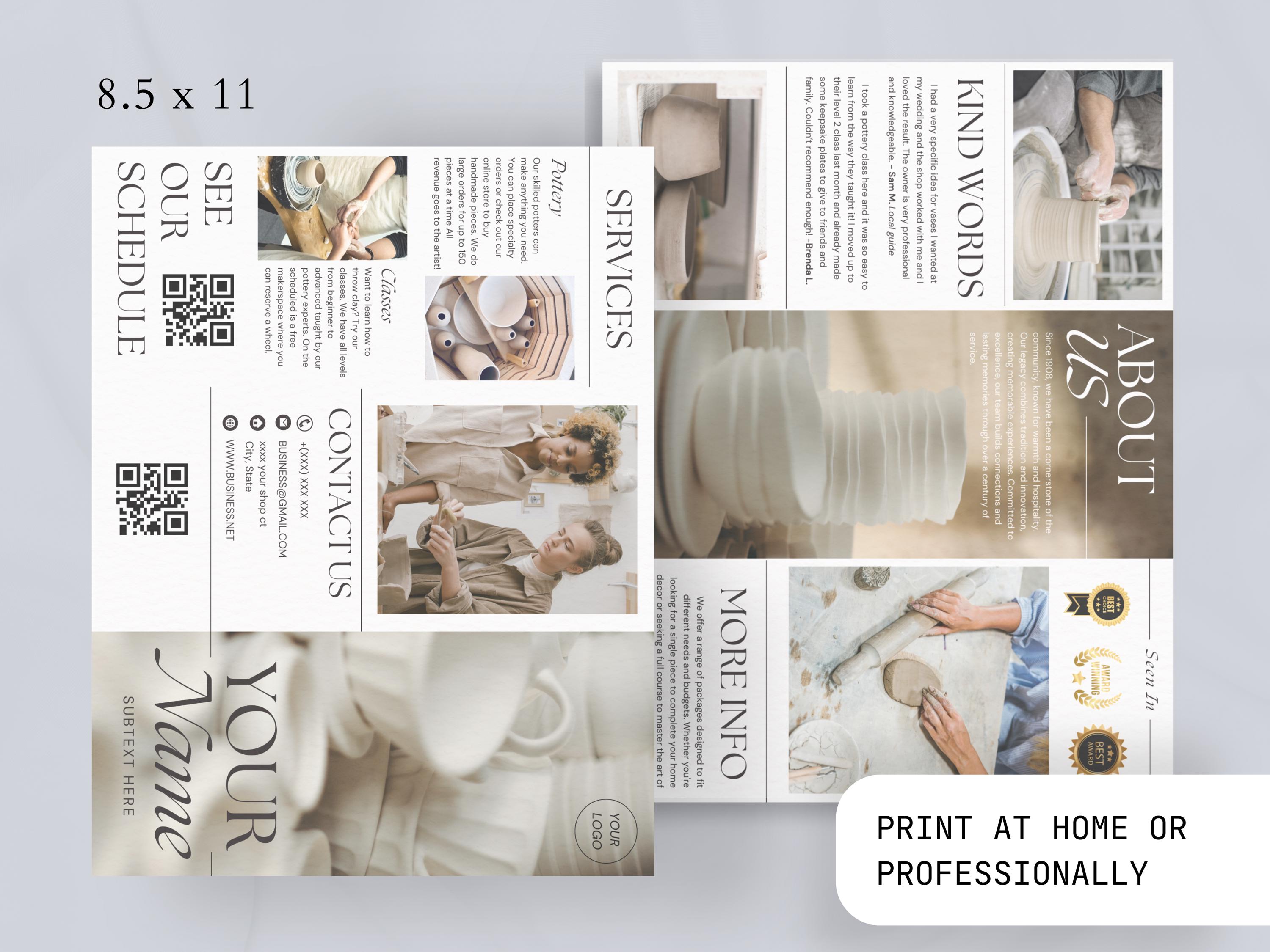 Canva Trifold Brochure Template: QR Code Business Marketing Pamphlet - Etsy