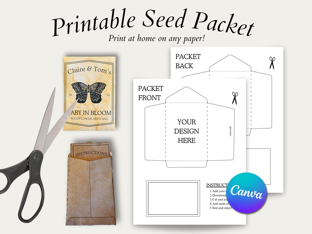 Customizable Seed Packet Template: DIY Canva Design (printable) - Etsy UK