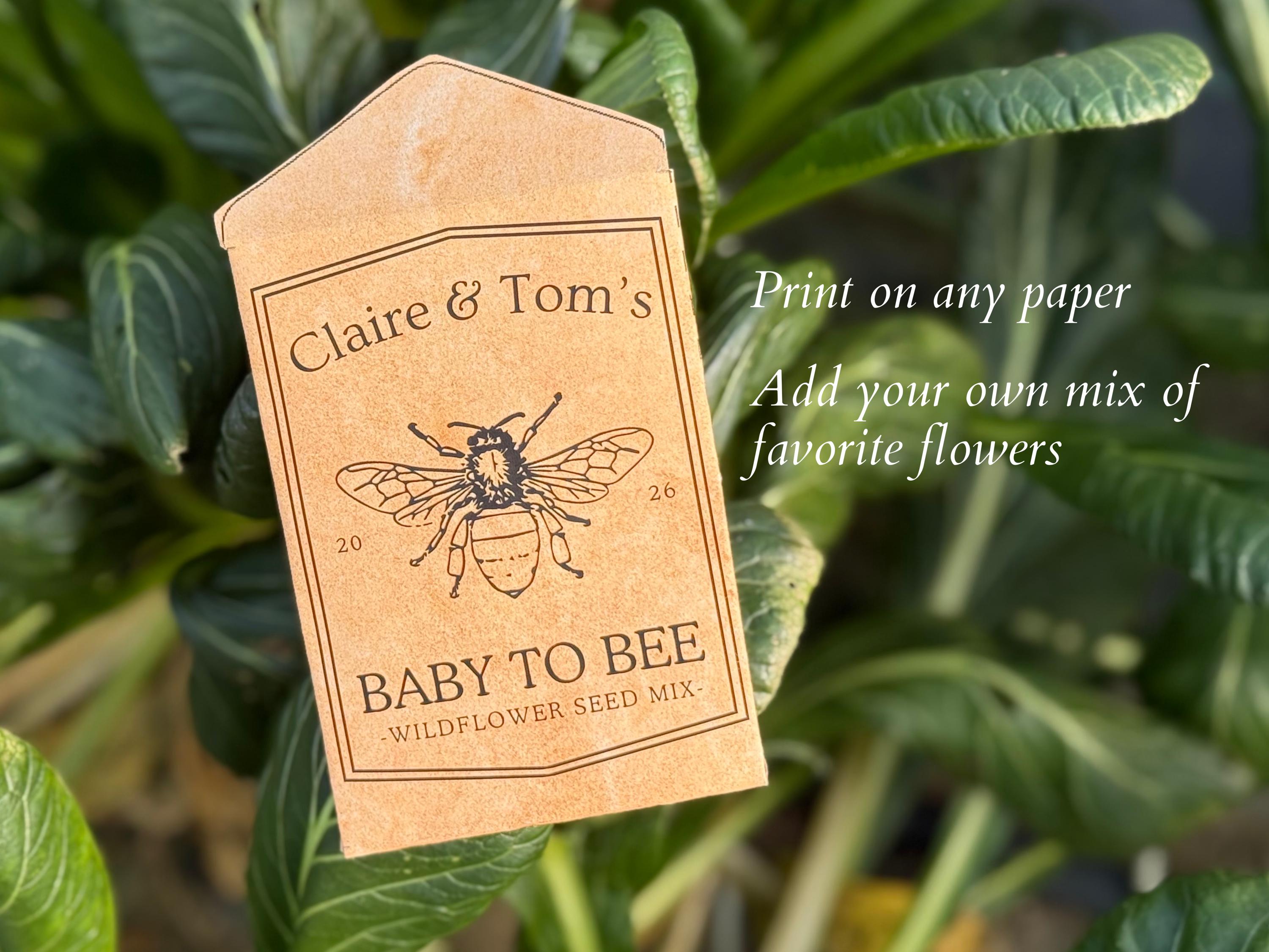 Baby to Bee Printable Wildflower Seed Packet Canva Template Baby Shower ...