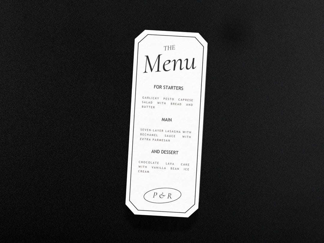 Dinner Party Menu Card Printable Template | Vintage Brunch Table Decor ...