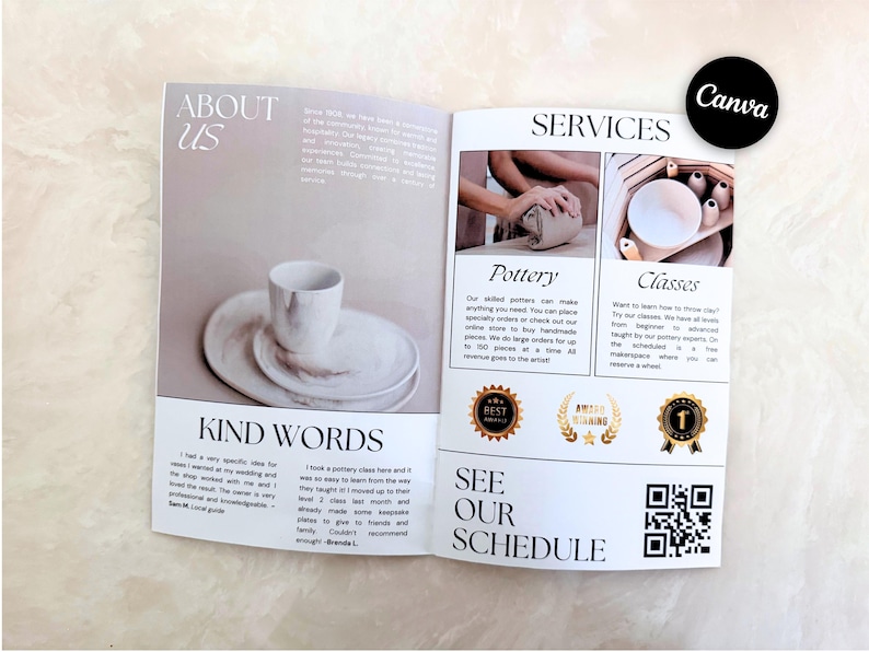 Bifold Brochure Canva Template | Printable Flier Design | Minimalist ...