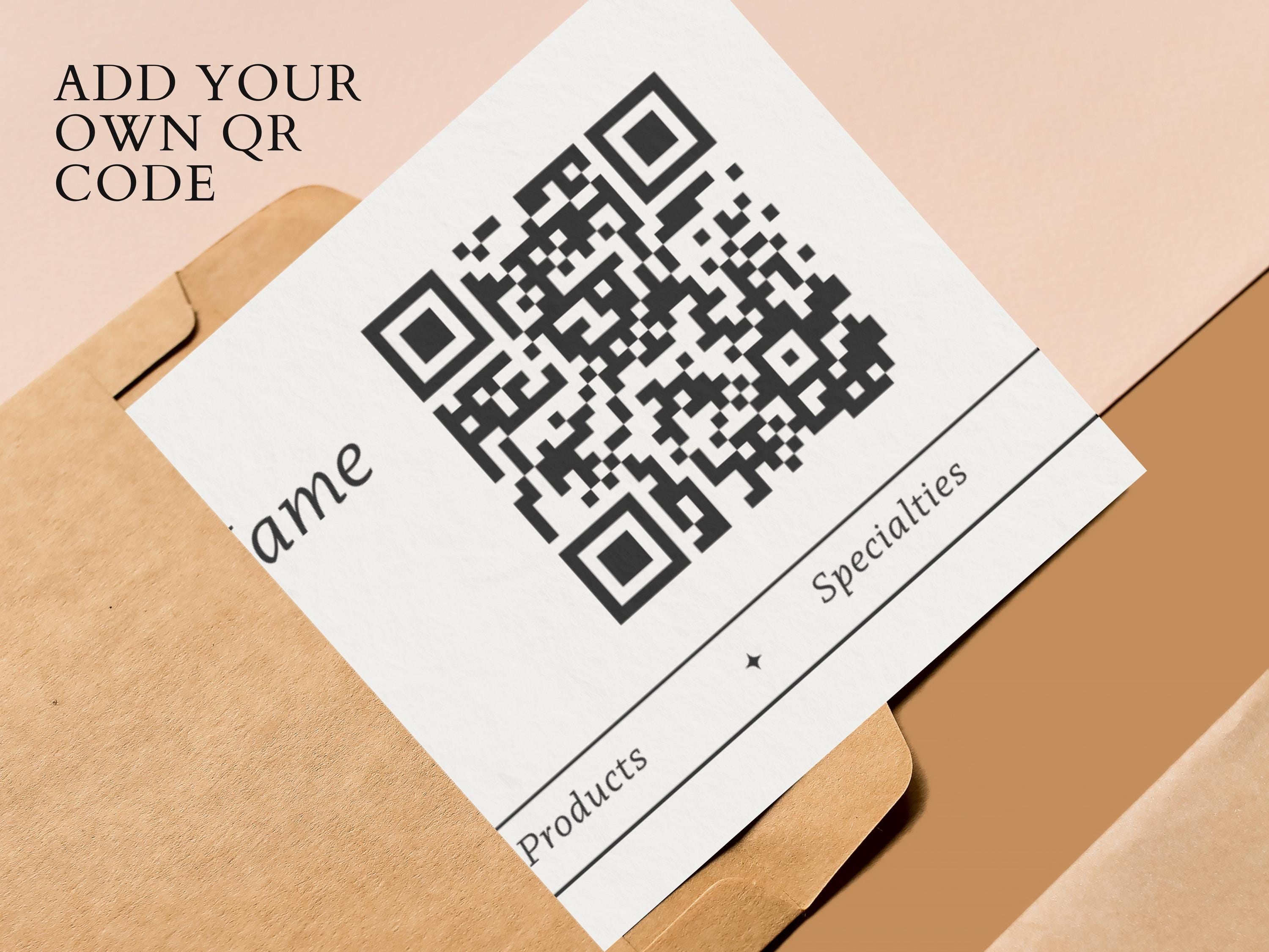QR Code Business Card Printable Canva Template Visiting Card Minimalist ...