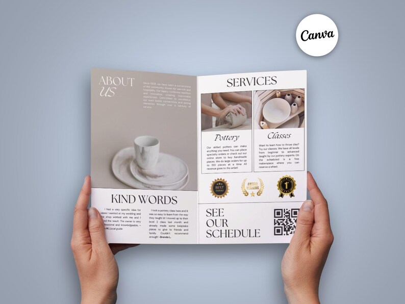 Bifold Brochure Canva Template | Printable Flier Design | Minimalist ...