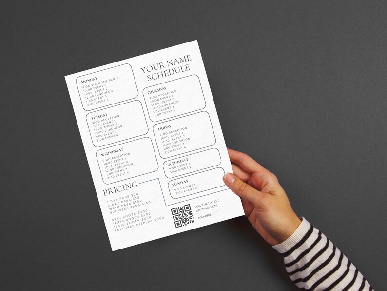 Minimalist Event Schedule Template: Canva Conference Agenda (QR Code ...