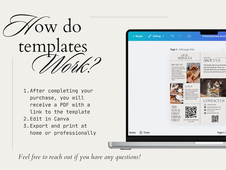 Trifold Brochure Template | Printable Canva Design | Modern Minimalist ...