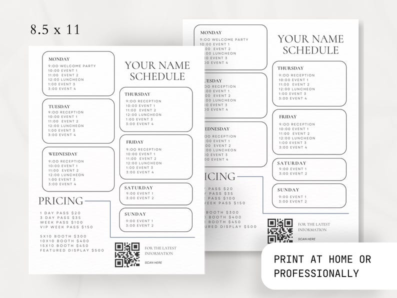 Minimalist Event Schedule Template: Canva Conference Agenda (QR Code ...