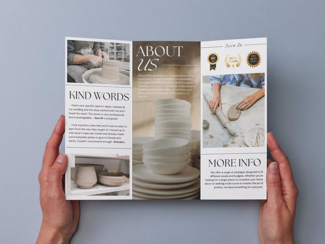 Canva Trifold Brochure Template: QR Code Business Marketing Pamphlet - Etsy