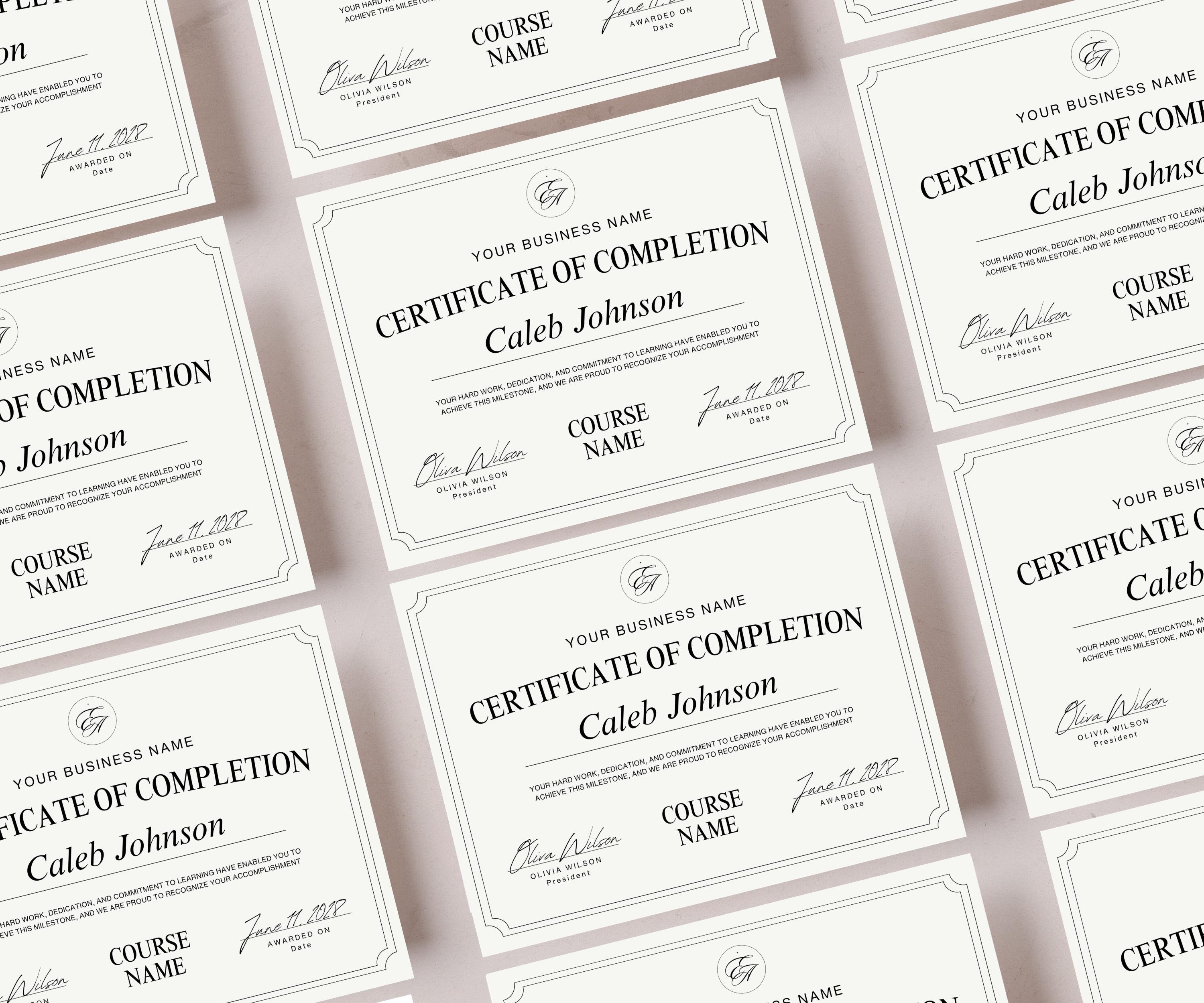 Modern Certificate of Completion Template: Printable Diploma - Etsy