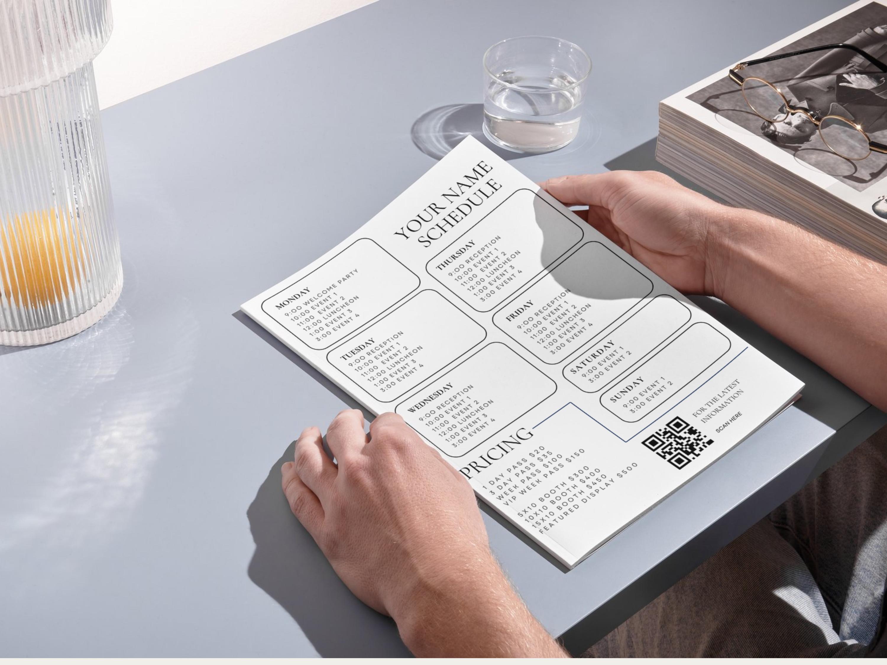 Minimalist Event Schedule Template: Canva Conference Agenda (QR Code ...