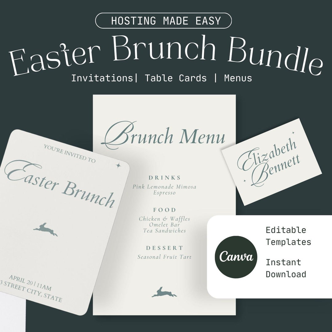 Easter Brunch Printable Canva Templates | Brunch Invite| the Menu ...