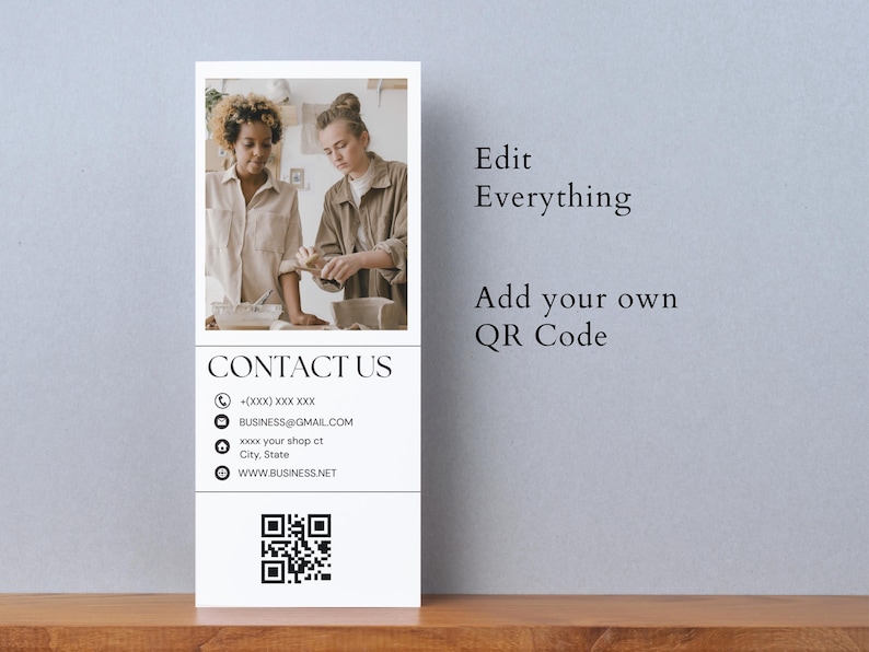Canva Trifold Brochure Template: QR Code Business Marketing Pamphlet - Etsy