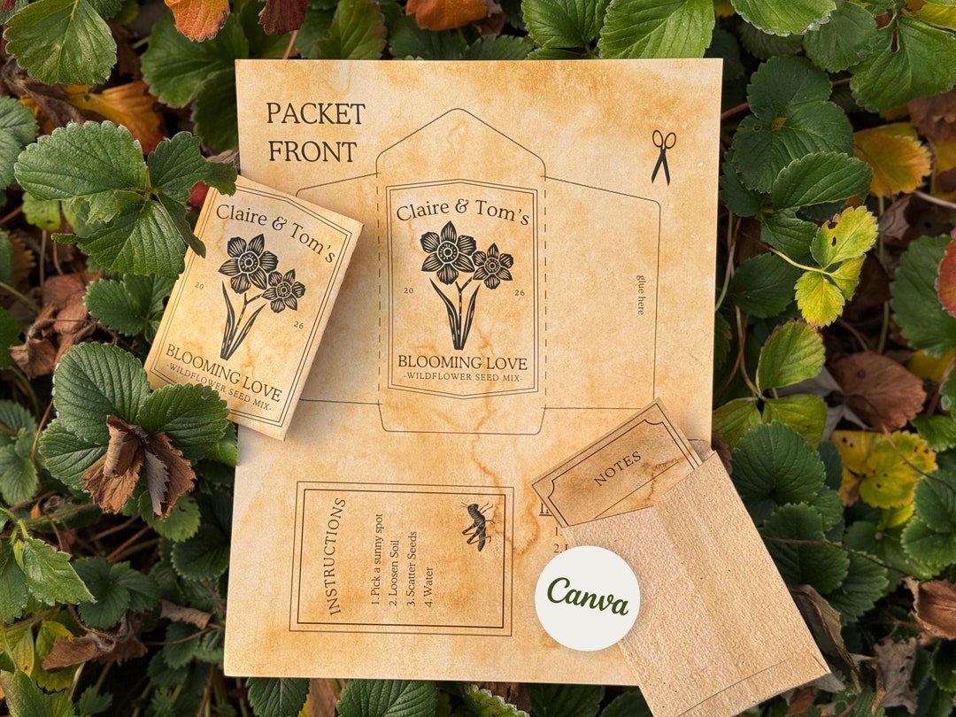 Custom Seed Packet Wedding Favor | Editable Printable for Bridal ...