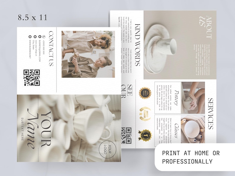 Bifold Brochure Canva Template | Printable Flier Design | Minimalist ...