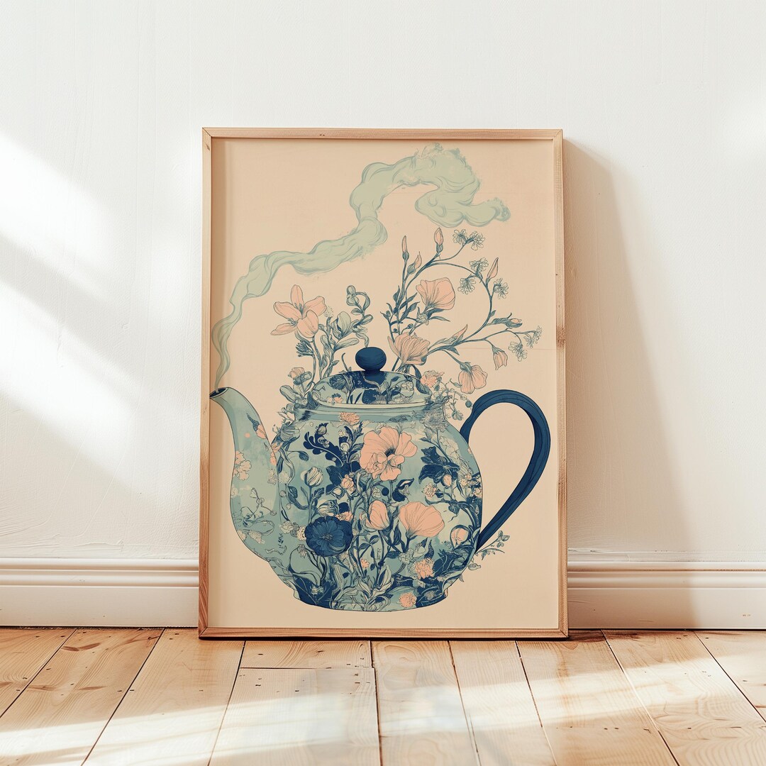 Vintage Teapot Art Print ~ Floral Collage Kitchen Wall Decor ...