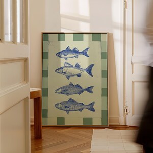 Coastal Fish Wall Art, Rustic Nautical Kitchen Poster, Vintage Sardine ...
