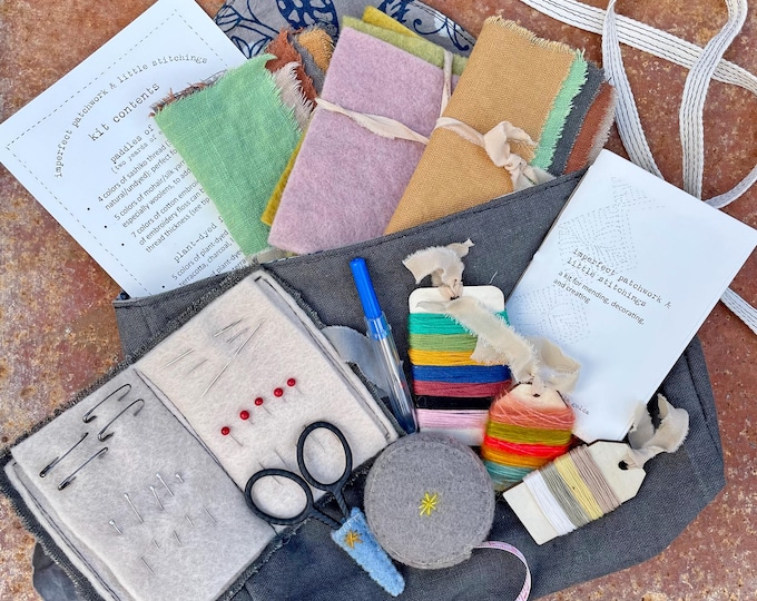 Imperfect Patchwork & Little Stitchings Kit in a Plant-dyed Pouch ...