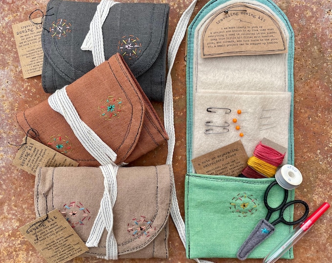 Traveling Sewing Kit With Included Notions, Made With Plant-dyed ...