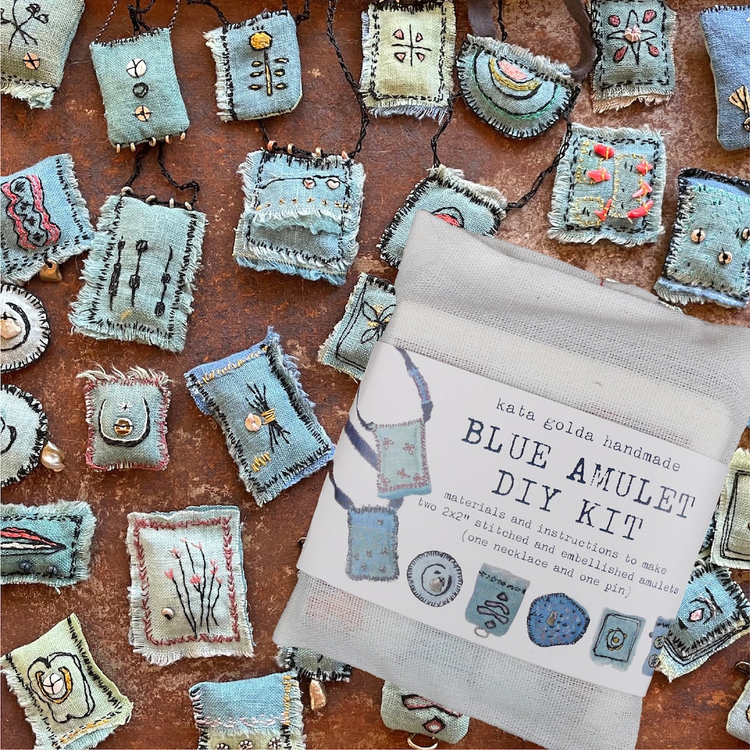DIY Indigo-dyed Amulet Kit: Stitch Your Own Lucky Charm - Etsy