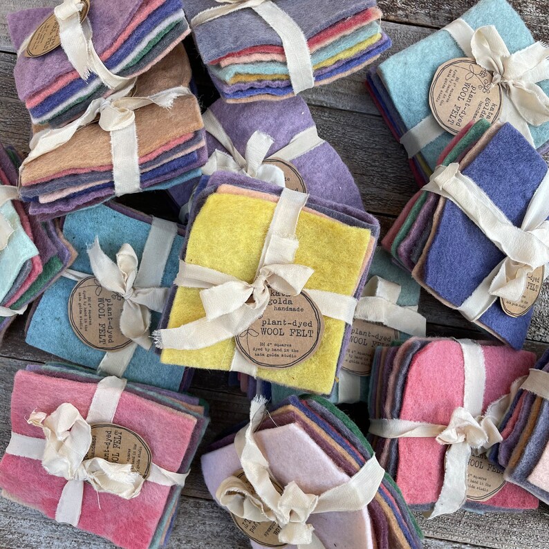 Plant-dyed Wool Felt Bundle: Assorted Colors, (8) 4" Squares - Etsy