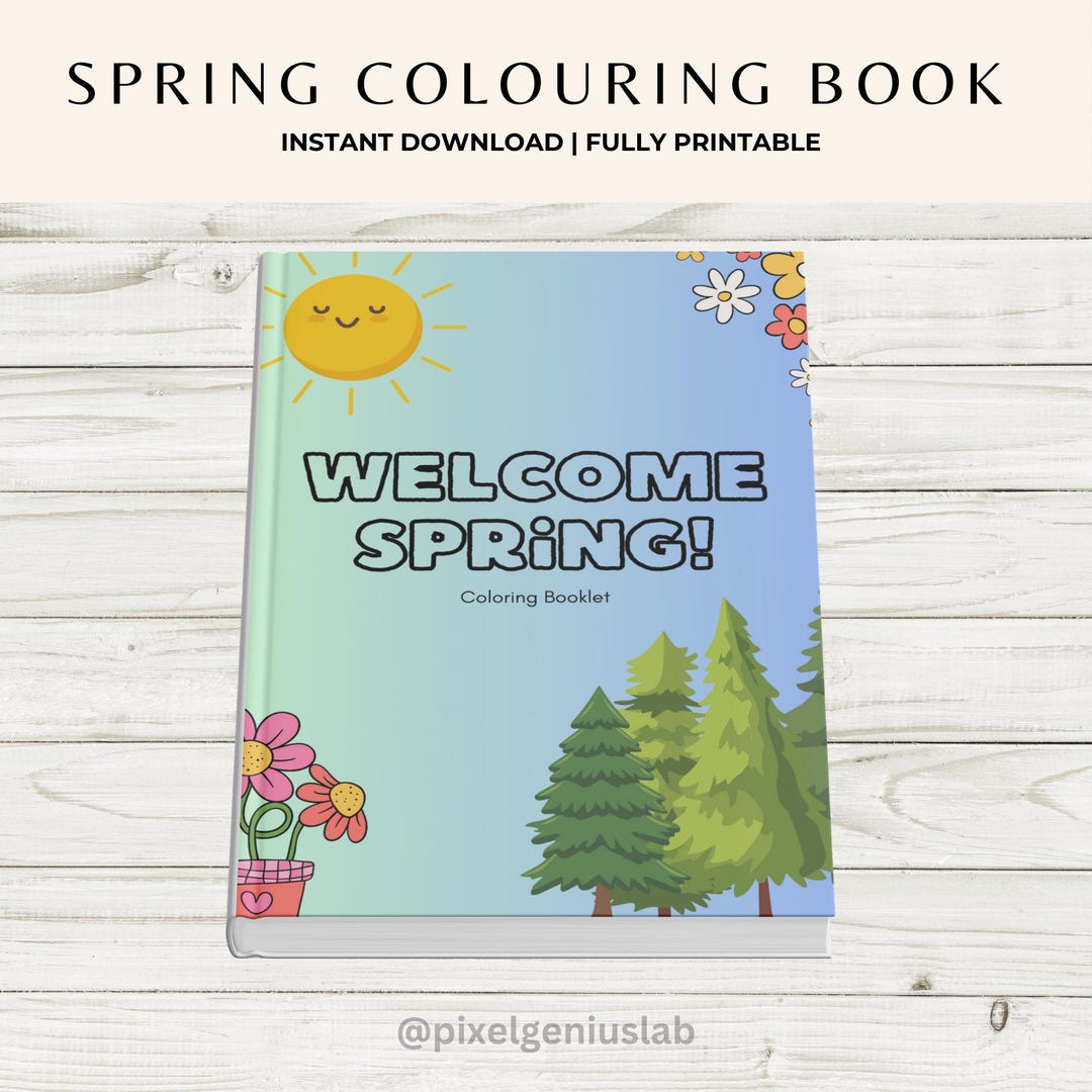 Spring Colouring Book PRINTABLE Kids Colouring Book Digital Colouring ...