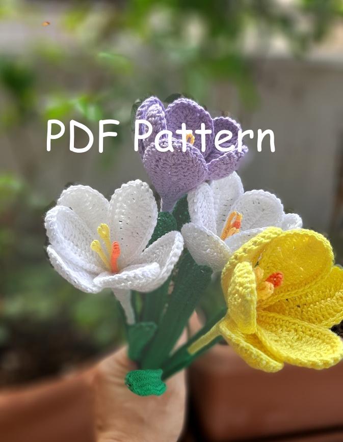 PDF Pattern Crochet Handmade - Crocus Flower, Artificial Flower, DIY ...