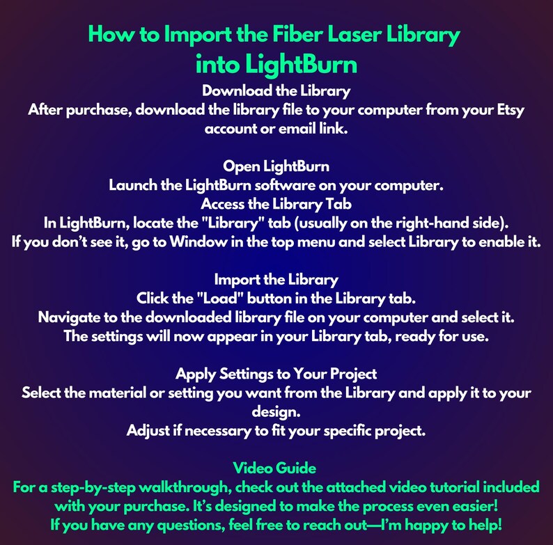 Lightburn Material Library for Commarker B6 MOPA 30W Fiber Laser With ...