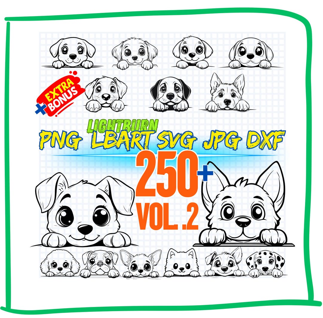 Lightburn Vol.2-250+ Puppy-dog SVG | LBART Laser Engraving Files, Png ...