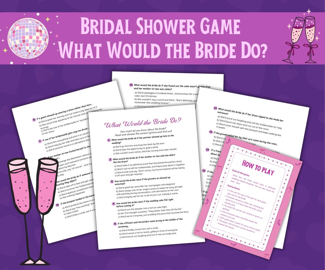 Bridal Shower Game, 'what Would the Bride Do?' Fun Quiz for ...
