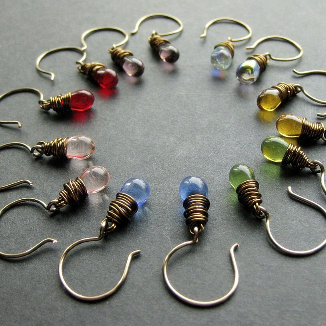 Wire Wrapped Earrings Set. Dangle Earrings. Teardrop Earrings - Etsy