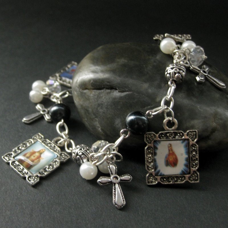 Religious Bracelet. Christian Bracelet in Navy Blue and Silver | Etsy