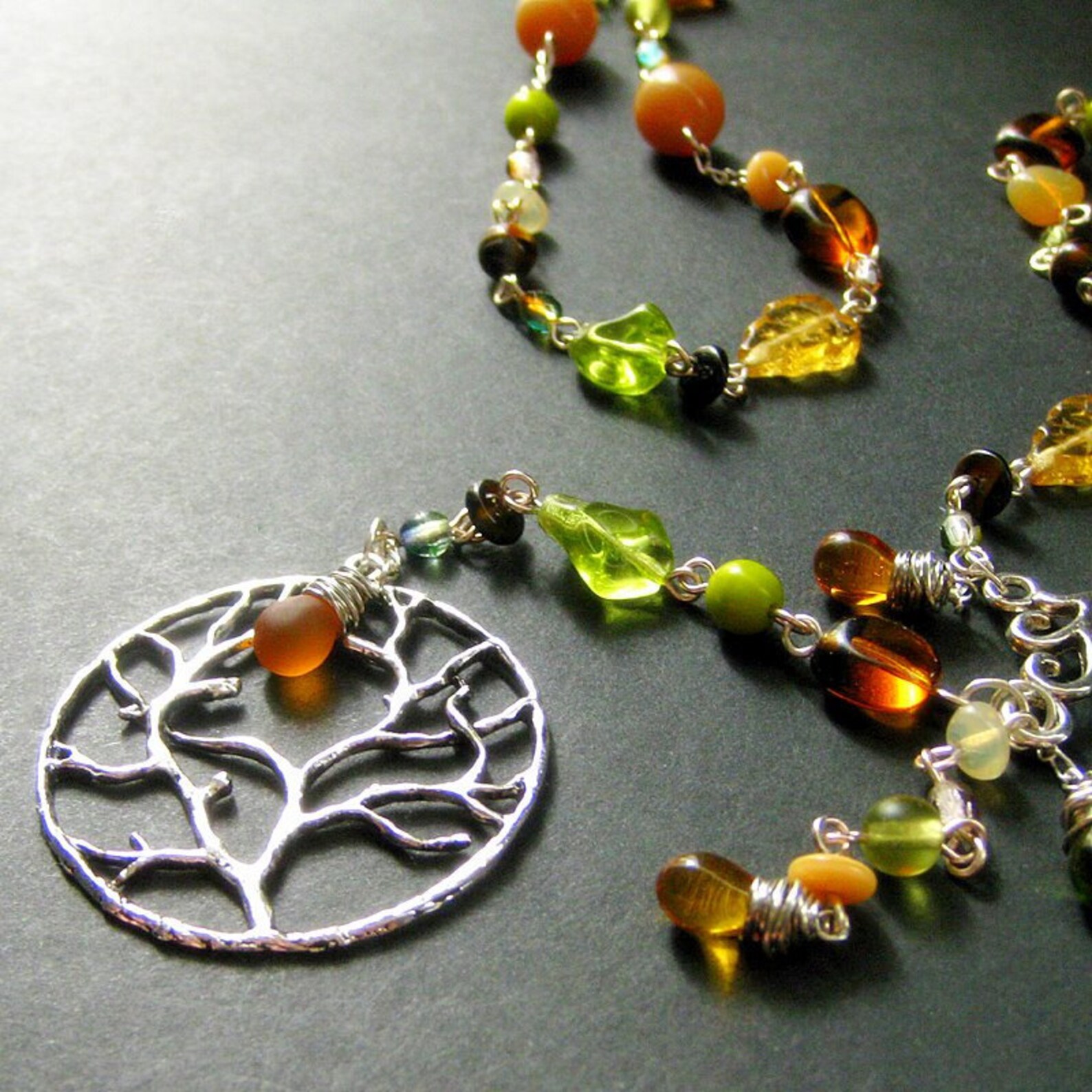 Tree Necklace. Fall Leaves Necklace. Tree of Life Necklace. - Etsy