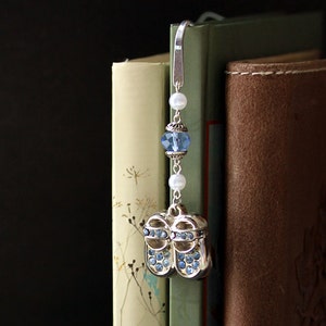 Beaded Bookmark. Blue Baby Shoes Bookmark. New Baby Bookmark. Baby ...
